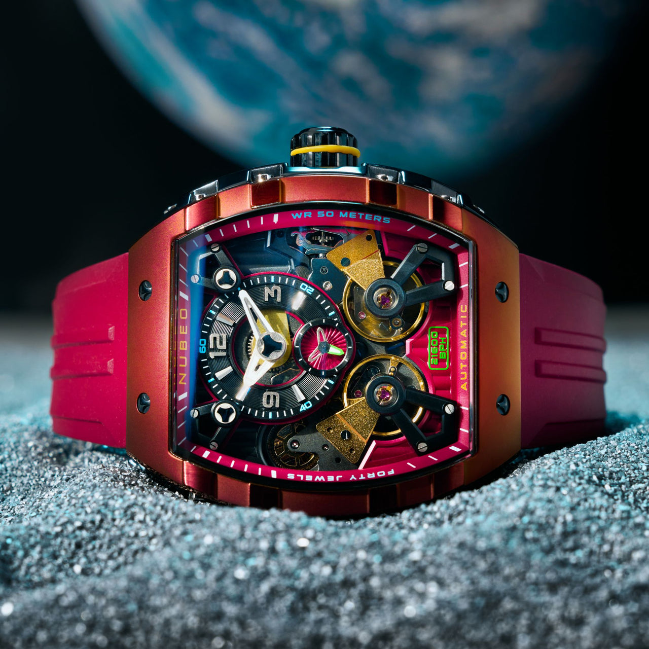 Firebrick Red | Magellan Double Barrel Automatic – Nubeo Watches